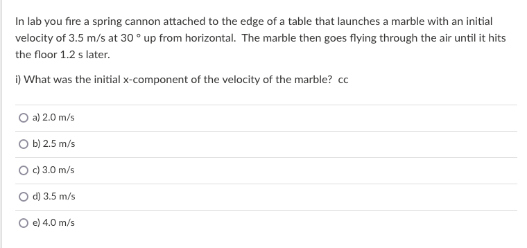 Solved In lab you fire a spring cannon attached to the edge | Chegg.com