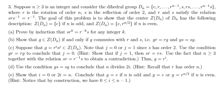 Solved 3. Suppose n 2 3 is an integer and consider the | Chegg.com