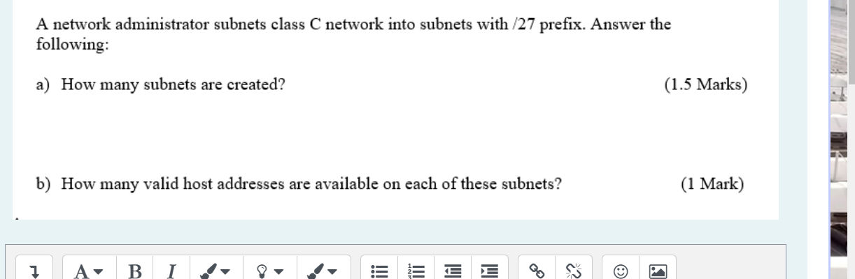 Solved A network administrator subnets class C network into | Chegg.com
