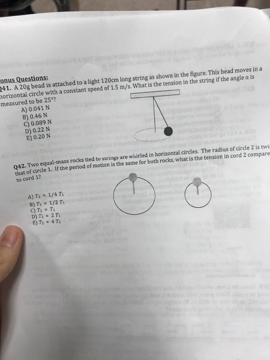Solved A 20g bead is attached to a light 120cm long string | Chegg.com