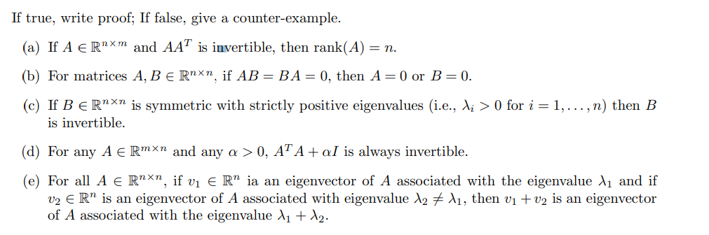 Solved If true, write proof; If false, give a | Chegg.com