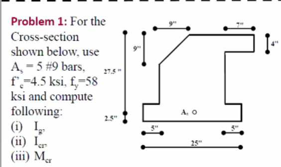 Solved 9 Problem 1: For the Cross-section shown below, use A | Chegg.com