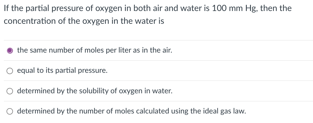 Solved If the partial pressure of oxygen in both air and | Chegg.com