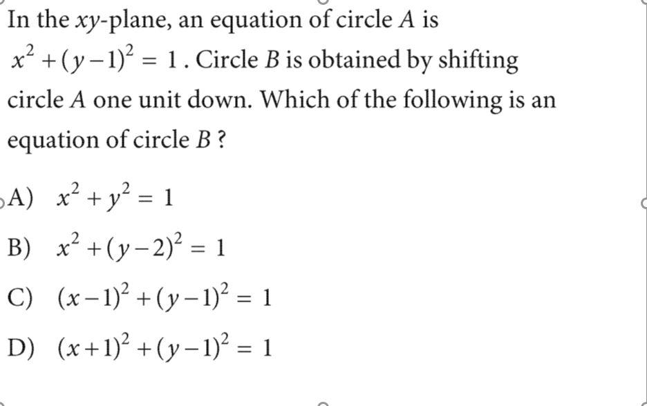 Solved In The Xy Plane An Equation Of Circle A Is X²