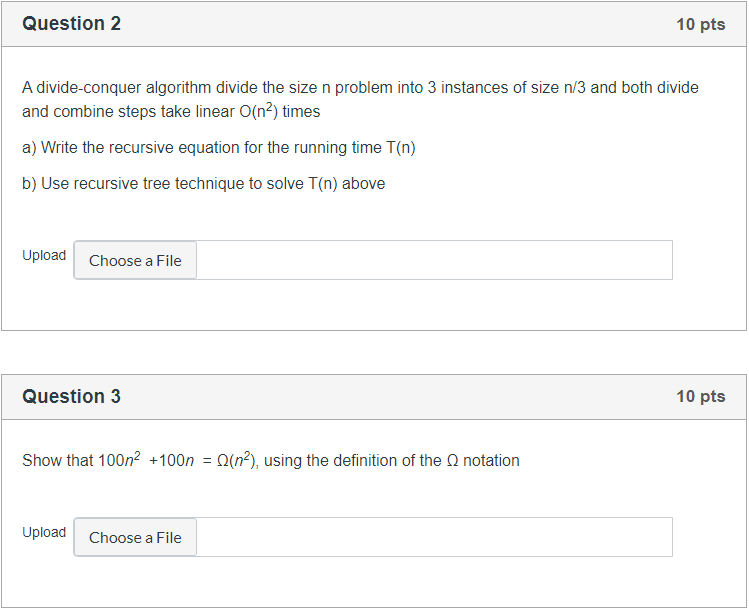 Solved Question 1 10 Pts Determine The Running Time Of The Chegg