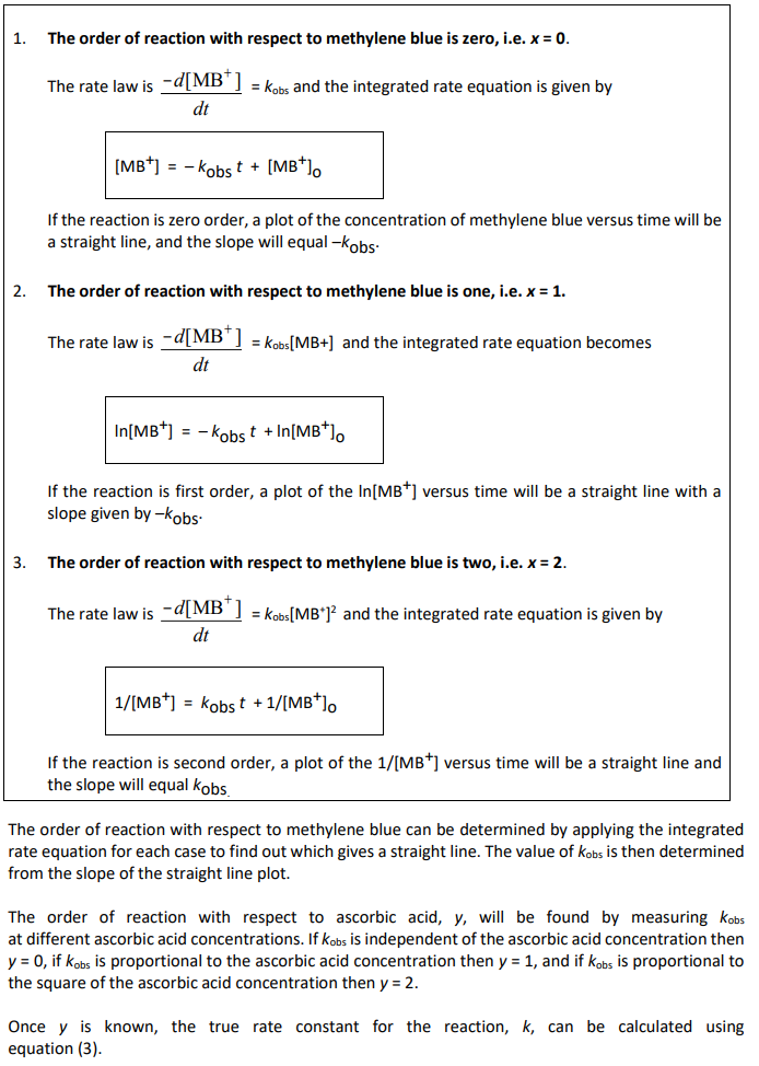 I had a lab on kinetics of methylene blue reduction | Chegg.com