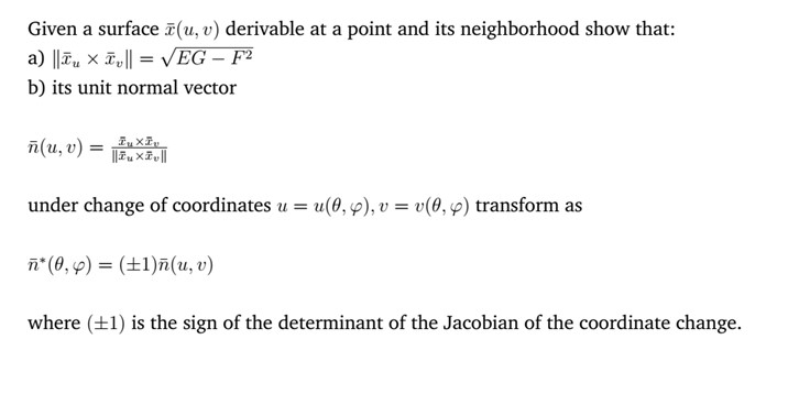 Solved Given a surface xˉ(u,v) derivable at a point and its | Chegg.com