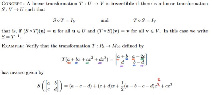 Solved Concept: A linear transformation T:U→V is ﻿invertible | Chegg.com