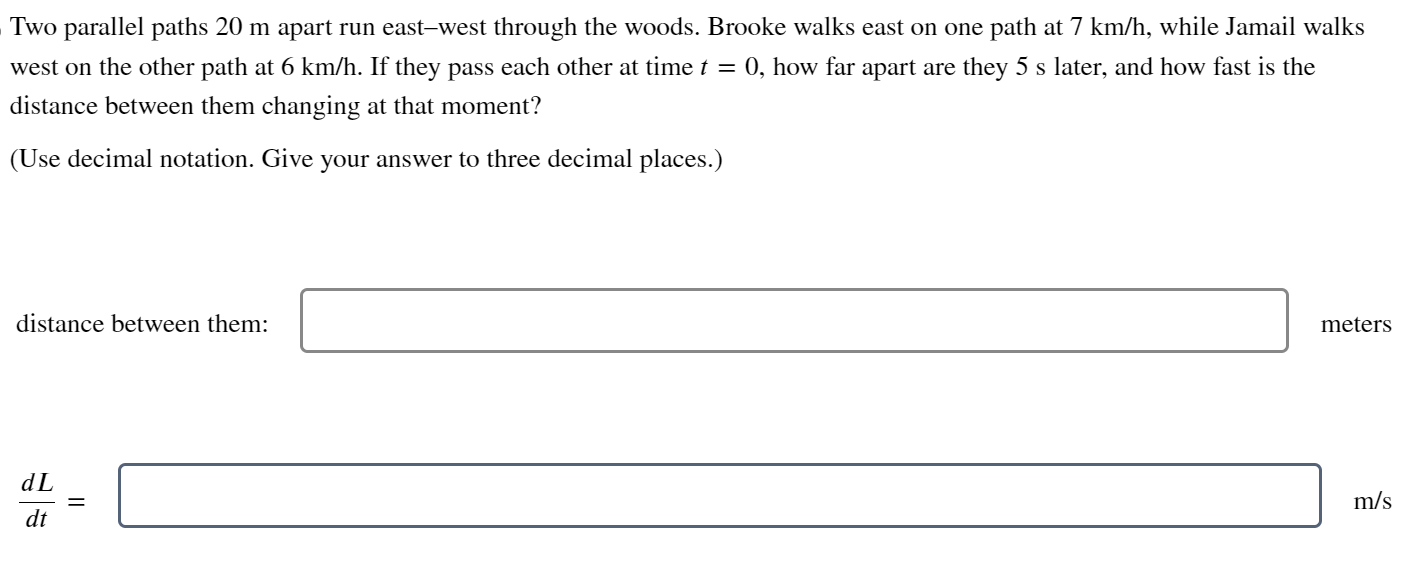 Solved Two parallel paths 20 m apart run east-west through | Chegg.com