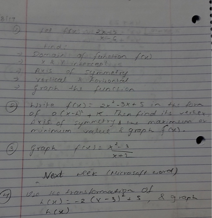 Solved Find: Domain of function f(x) x & y intercept Axis | Chegg.com