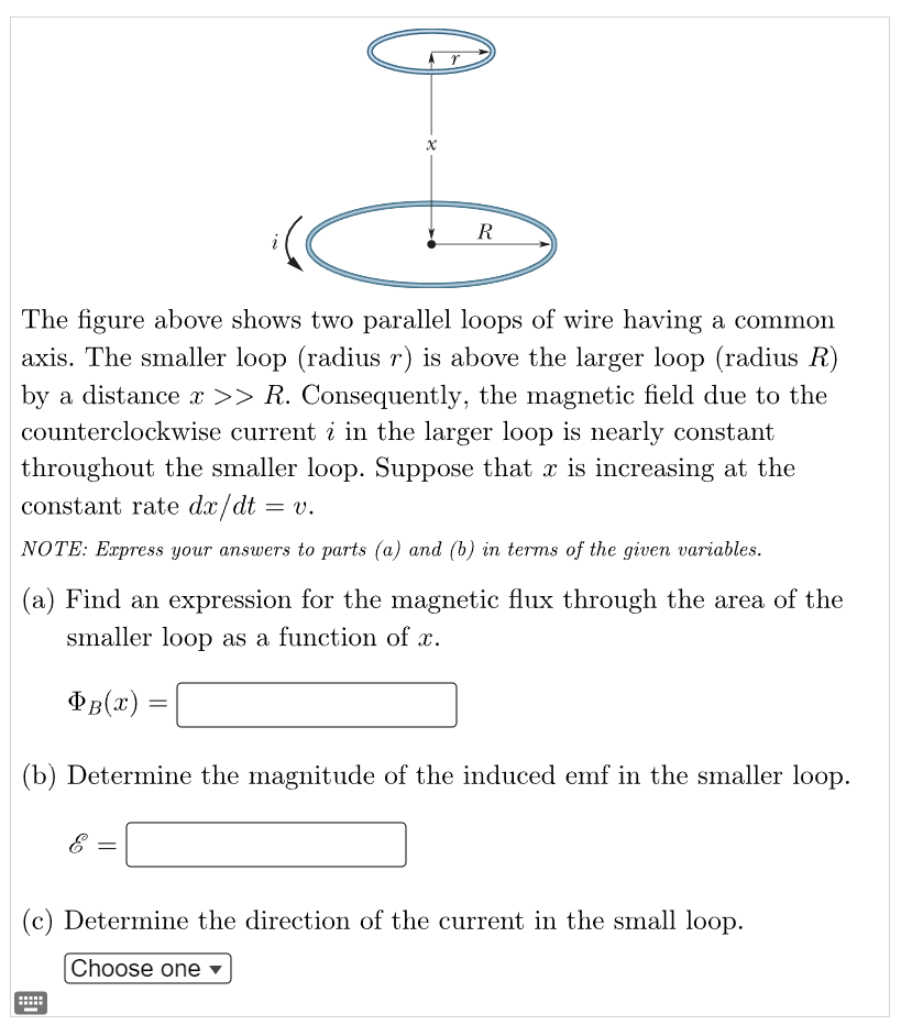 Solved The Figure Above Shows Two Parallel Loops Of Wire 