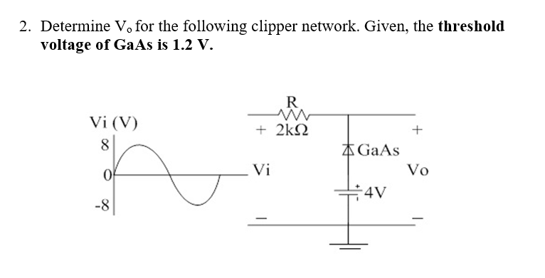 Solved 2. Determine V, for the following clipper network. | Chegg.com