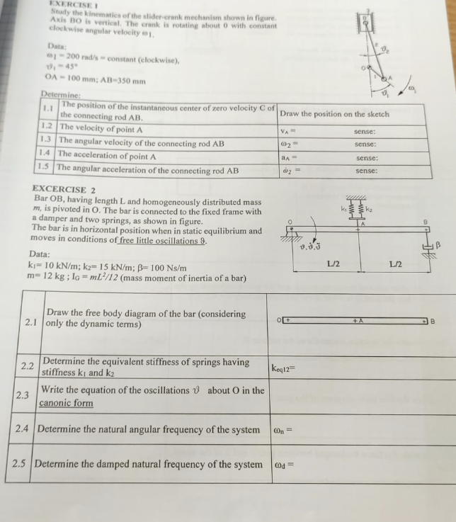 EXI.RCTSE I Study the kinematics of the alider-crank | Chegg.com