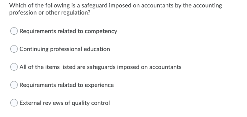 Solved Which of the following is a safeguard imposed on | Chegg.com