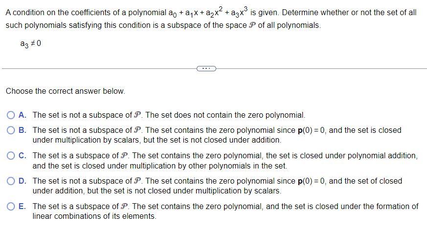 Solved A condition on the coefficients of a polynomial | Chegg.com