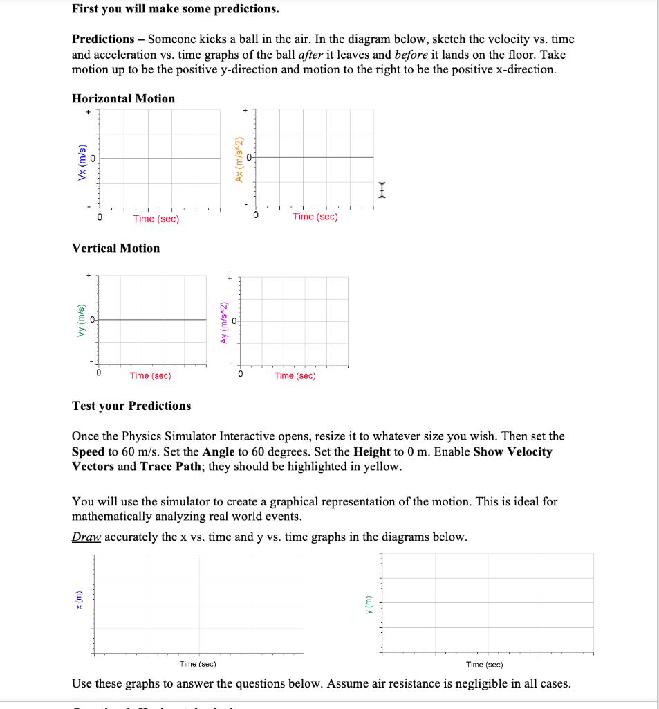 Solved First you will make some predictions. Predictions - | Chegg.com