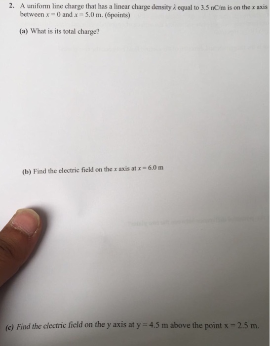 Solved A uniform line charge that has a linear charge | Chegg.com