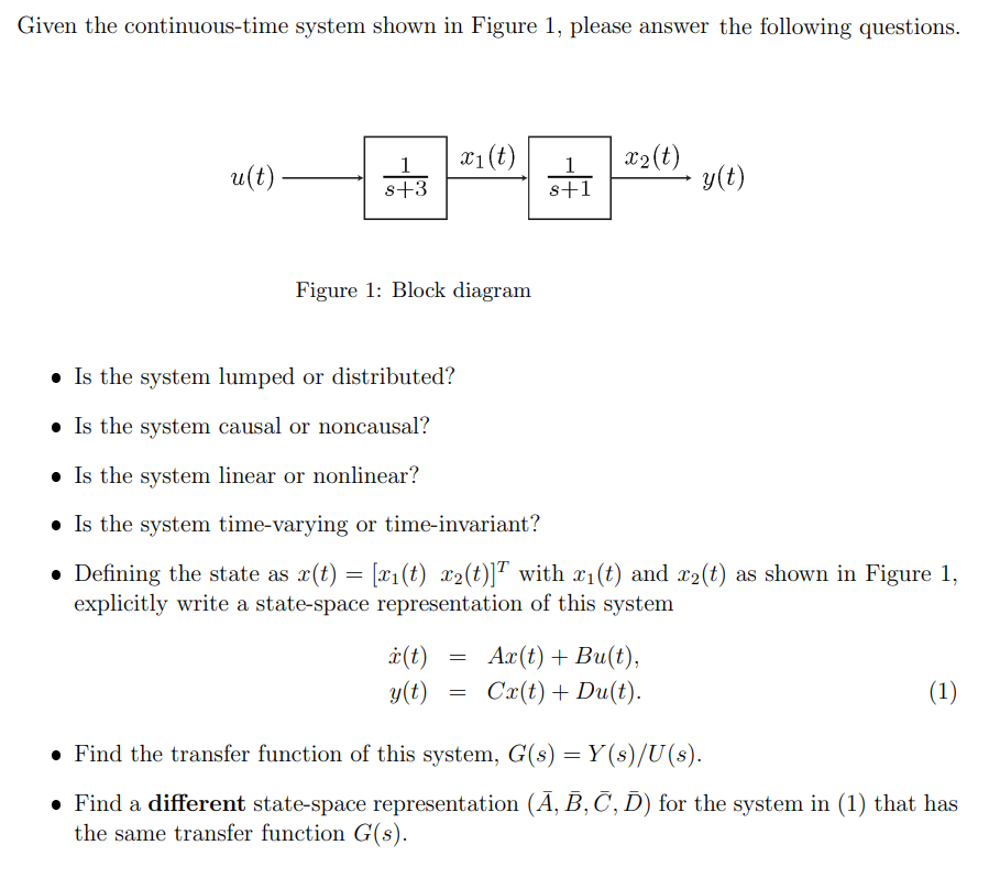 Given The Continuous Time System Shown In Figure 1 