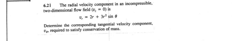 Solved 6.21 The radial velocity component in an | Chegg.com