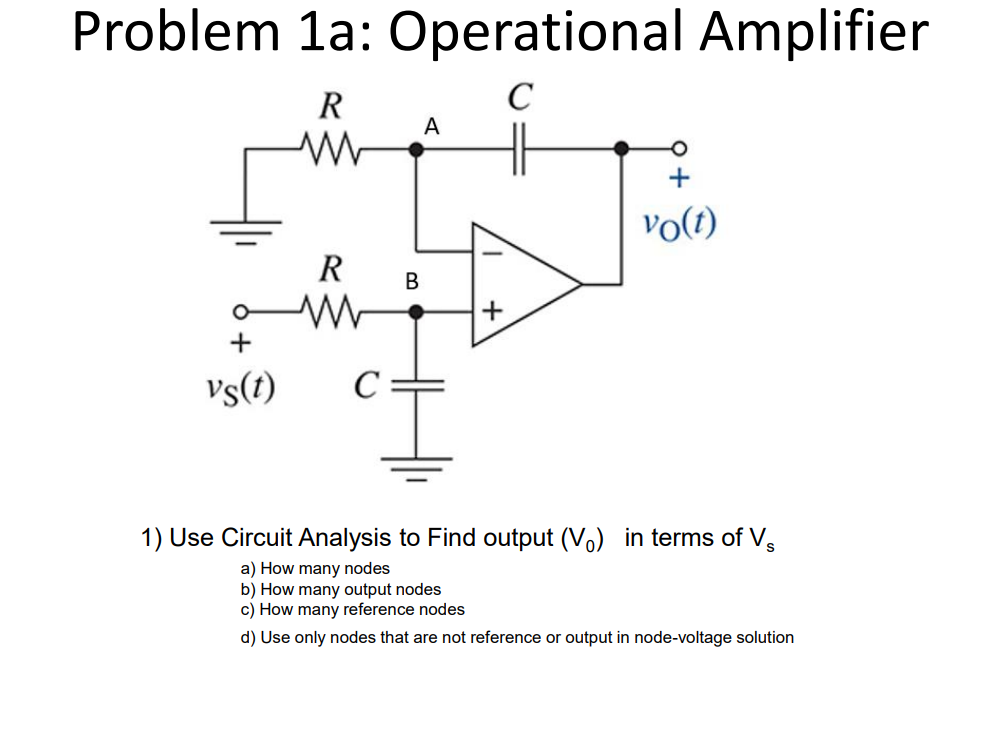 Solved Problem 1a: Operational Amplifier 1) Use Circuit | Chegg.com