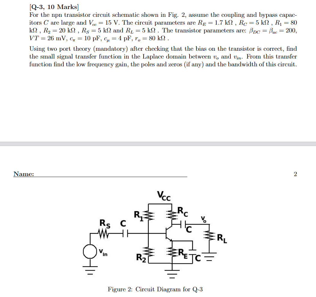 Solved For the npn ﻿transistor circuit schematic shown in | Chegg.com