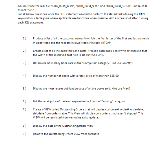 Solved You must use the SQL file | Chegg.com