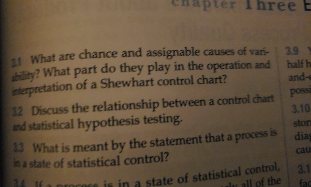 Solved Chapter Ihree b a1 What are chance and assignable | Chegg.com