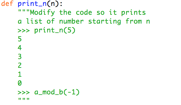 Solved def print_n(n): "" "Modify the code so it prints a | Chegg.com