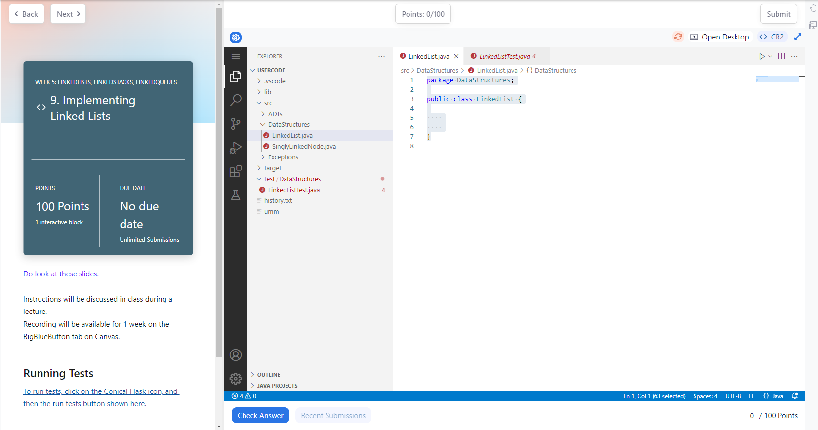 Solved WEEK 5: LINKEDLISTS, LINKEDSTACKS, | Chegg.com