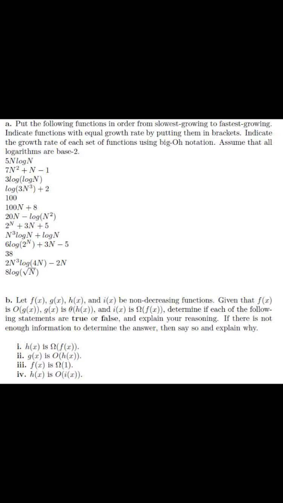 Solved Put the following functions in order from | Chegg.com