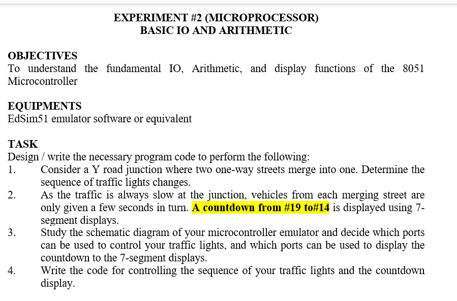 Solved EXPERIMENT #2 (MICROPROCESSOR) BASIC IO AND | Chegg.com