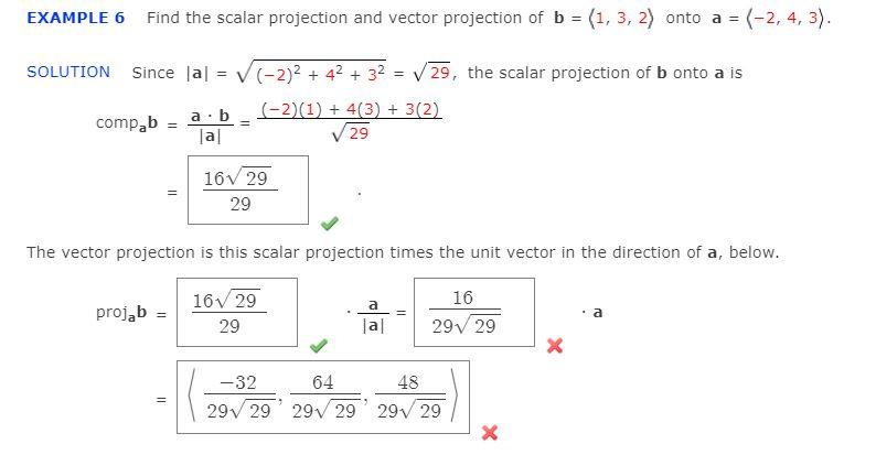 Solved EXAMPLE 6 Find the scalar projection and vector | Chegg.com