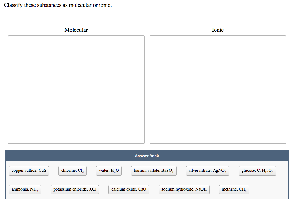 Solved Classify these substances as molecular or ionic. | Chegg.com