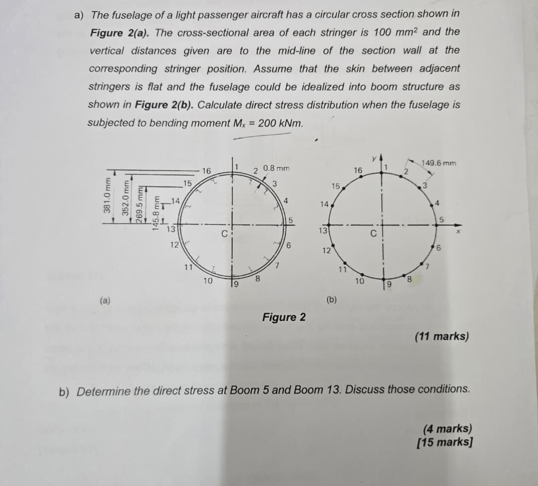 Solved a) ﻿The fuselage of a light passenger aircraft has a | Chegg.com