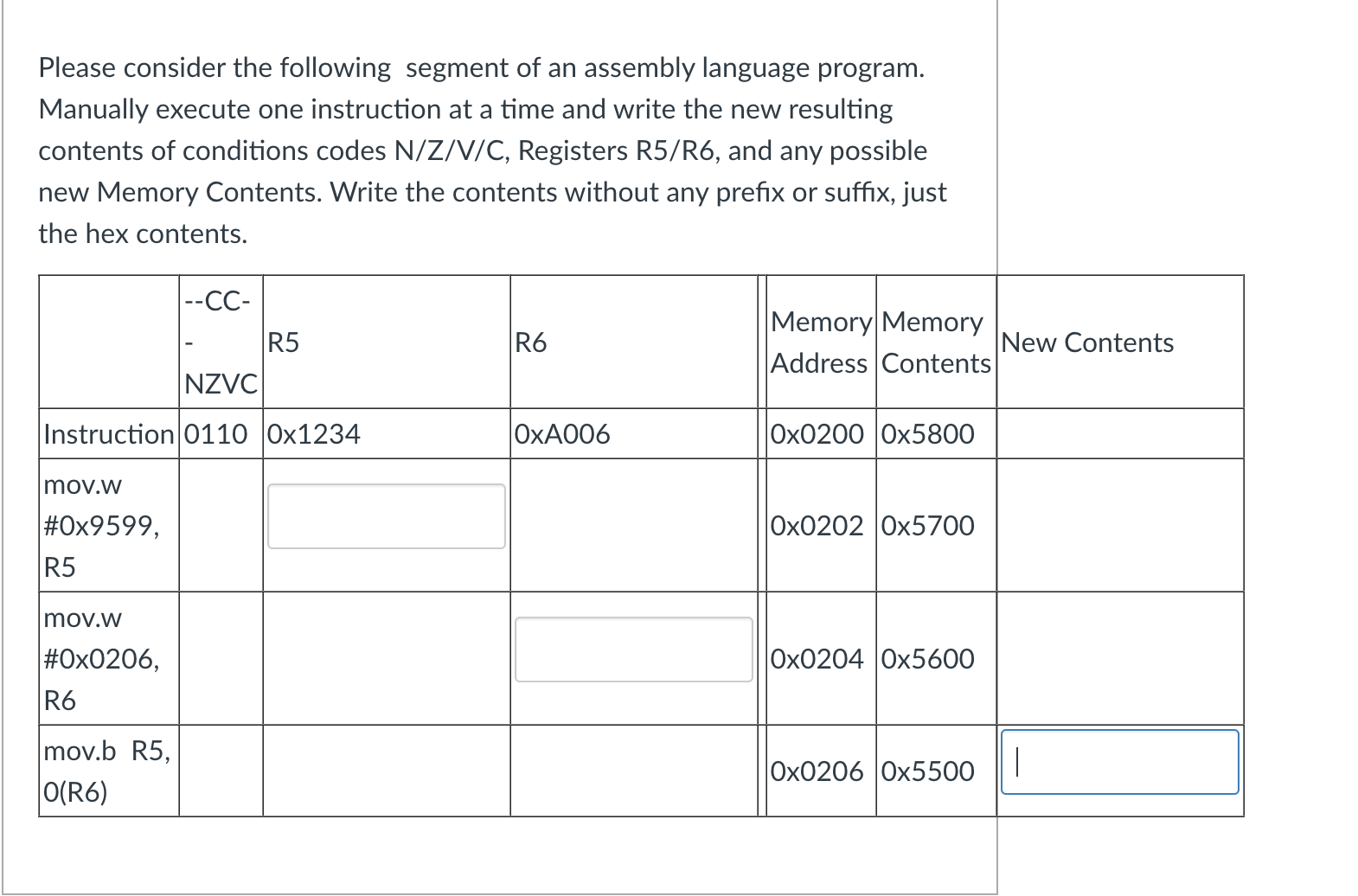 Solved Please consider the following segment of an assembly | Chegg.com