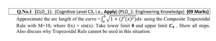 Q.No.1 (CLO_1): (Cognitive Level C3, i.e., Apply) | Chegg.com Q.No.1 (CLO_1): (Cognitive Level C3, i.e., Apply) | Chegg.com