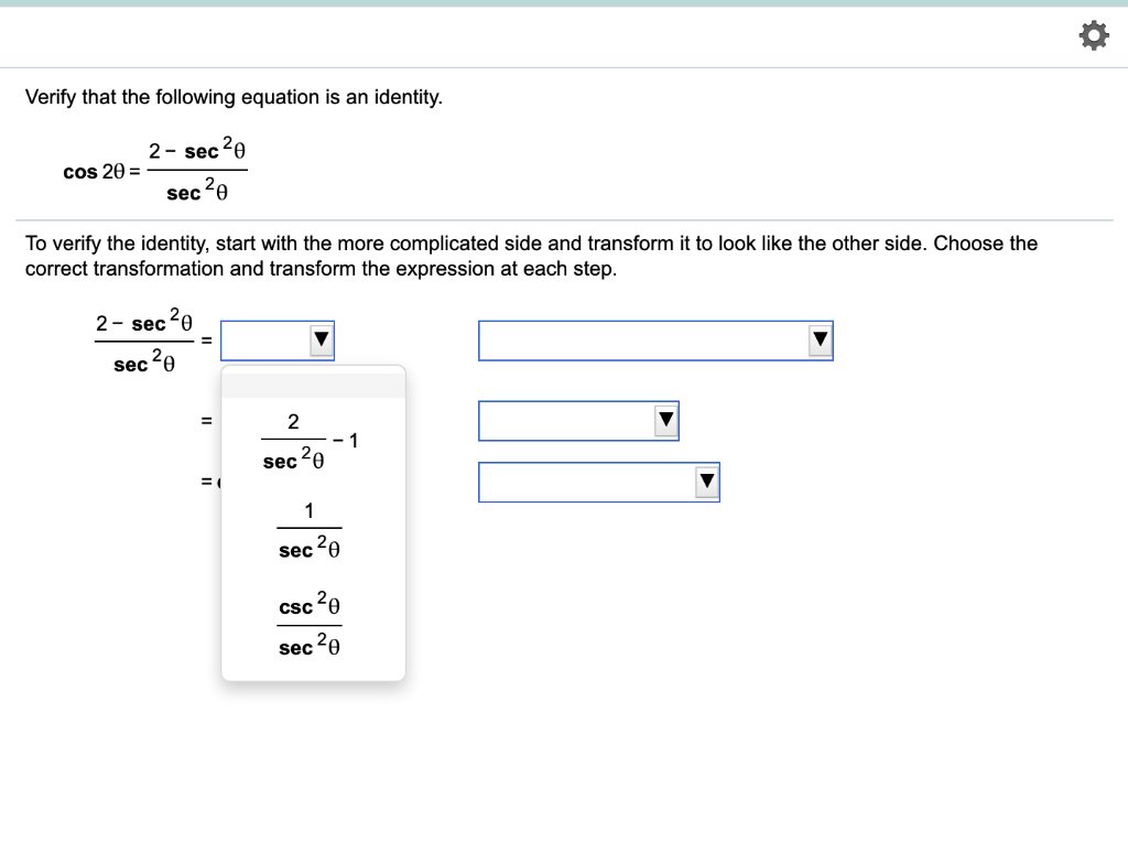 Solved Verify that the following equation is an identity. | Chegg.com