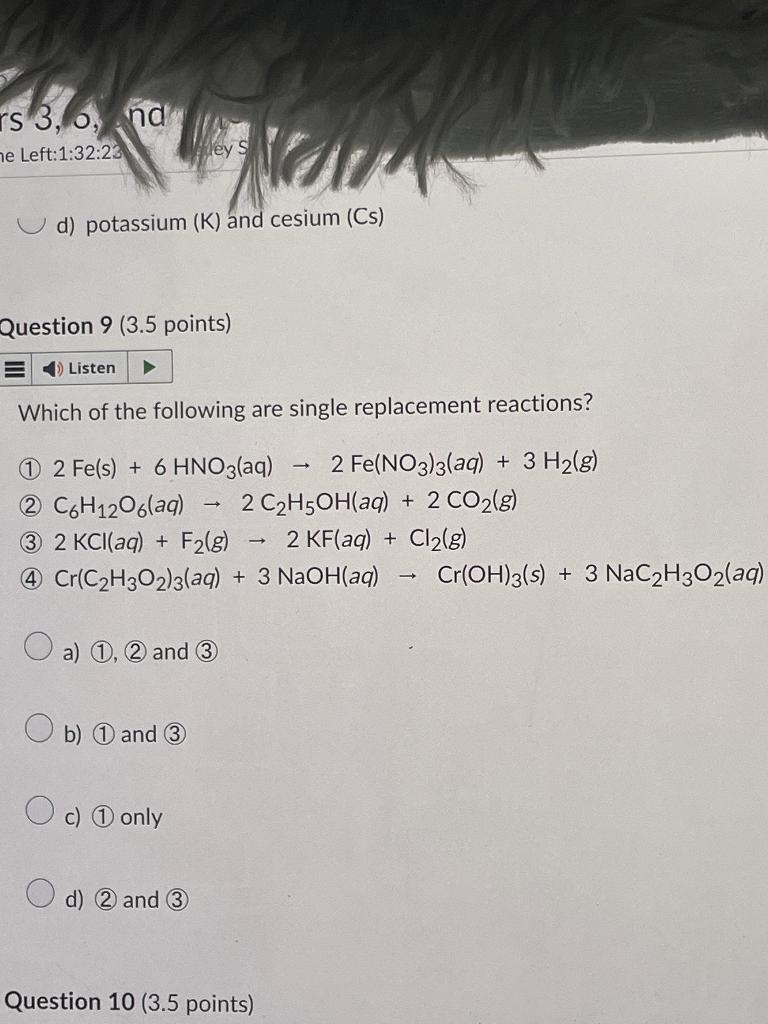 Solved Which of the following are single replacement | Chegg.com