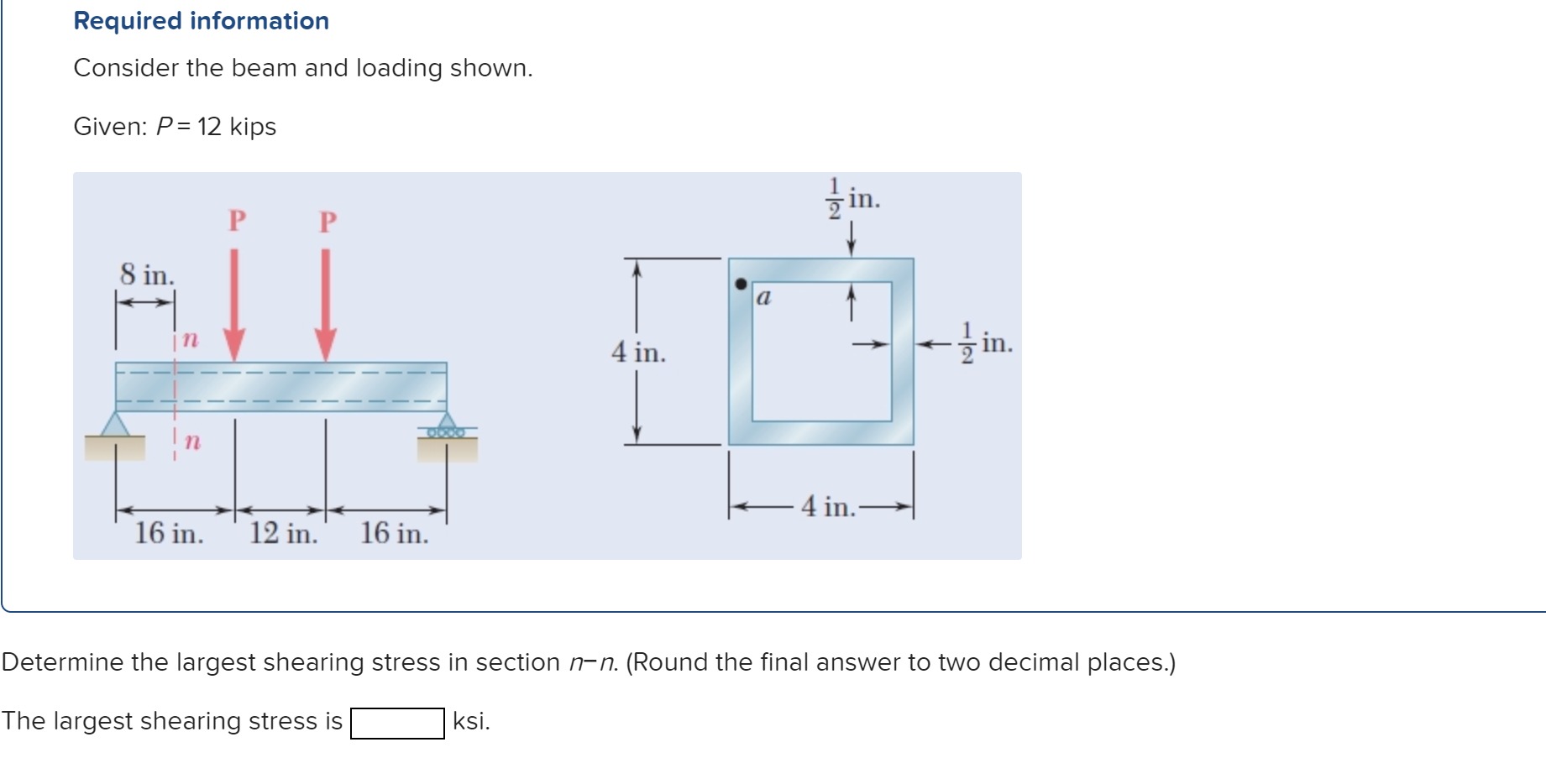 Solved Required information Consider the beam and loading | Chegg.com