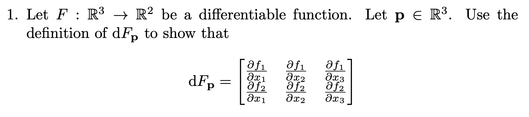 Solved Let F:R3→R2 ﻿be a differentiable function. Let πnR3. | Chegg.com