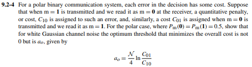 9.2-4 For a polar binary communication system, each | Chegg.com