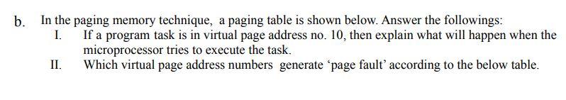 Solved b. In the paging memory technique, a paging table is | Chegg.com