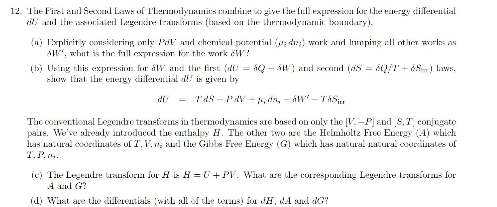 Solved The First and Second Laws of Thermodynamics combine | Chegg.com