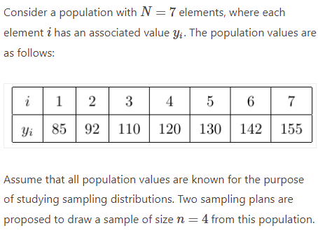 Solved Consider a population with N=7 elements, where each | Chegg.com