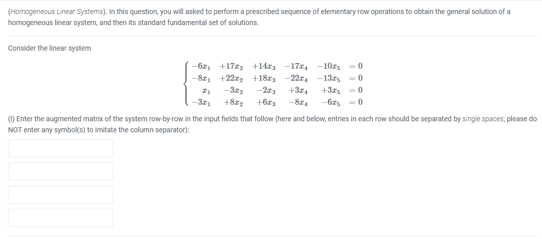 Solved (Homogeneous Linear Systems). In this question, you | Chegg.com