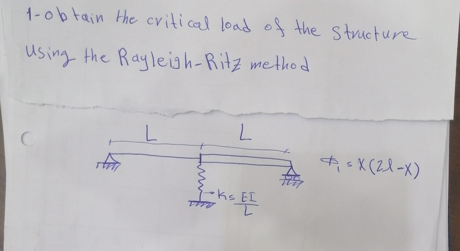 Solved Obtain the critical load of the following structure | Chegg.com