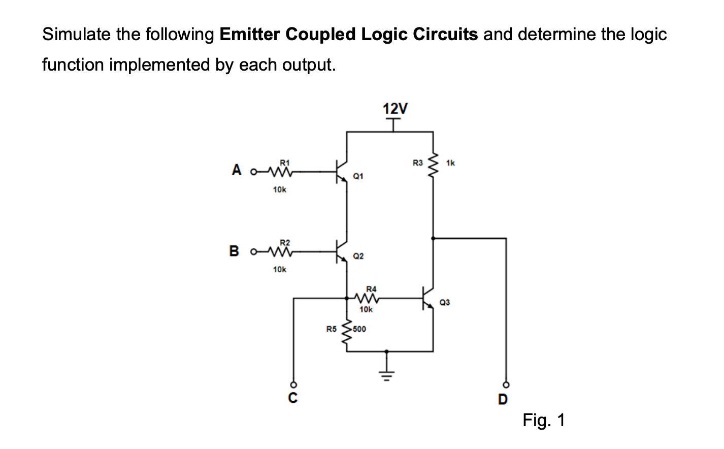 Solved Simulate the following Emitter Coupled Logic Circuits | Chegg.com