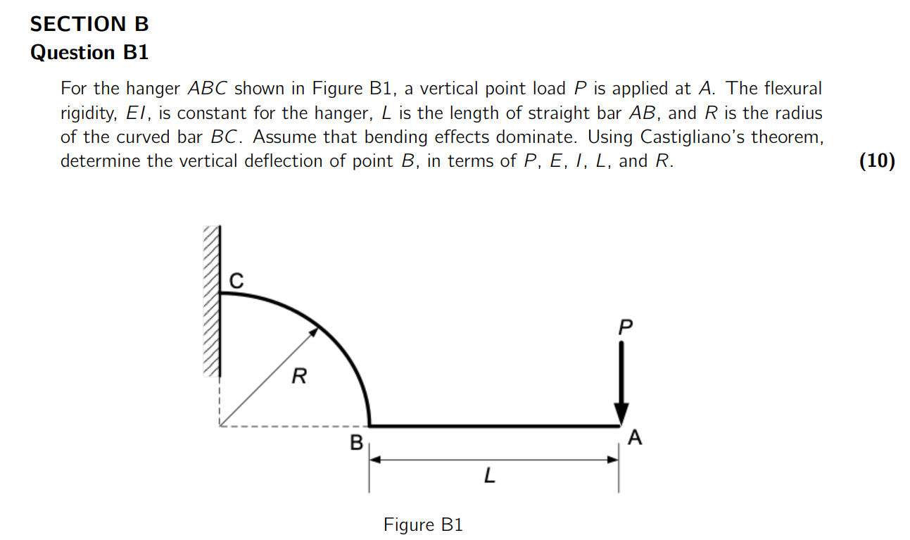 Solved SECTION BQuestion B1For the hanger ABC shown in | Chegg.com