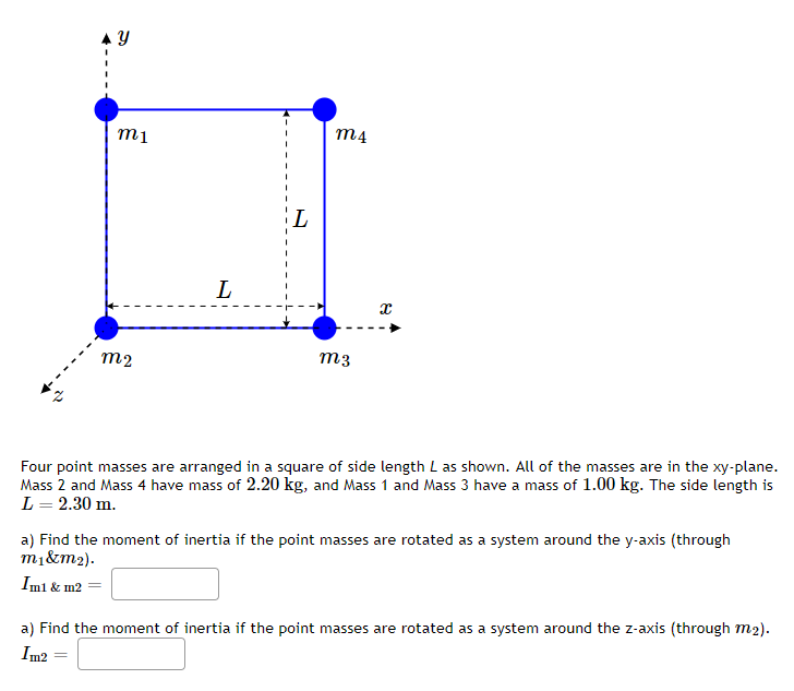 Solved Four point masses are arranged in ﻿a square of ﻿side | Chegg.com