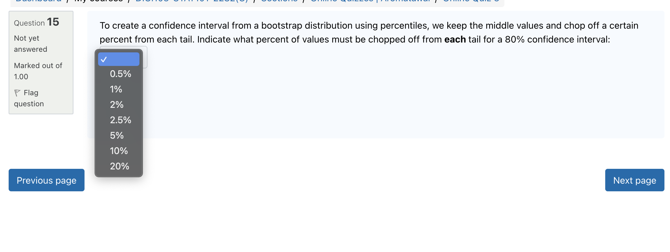 Solved To create a confidence interval from a bootstrap | Chegg.com